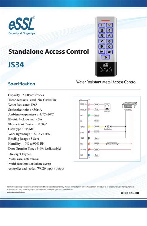 Js 34 Standalone Access Control At ₹ 2300 Piece Biometric Access Control System In Gurugram