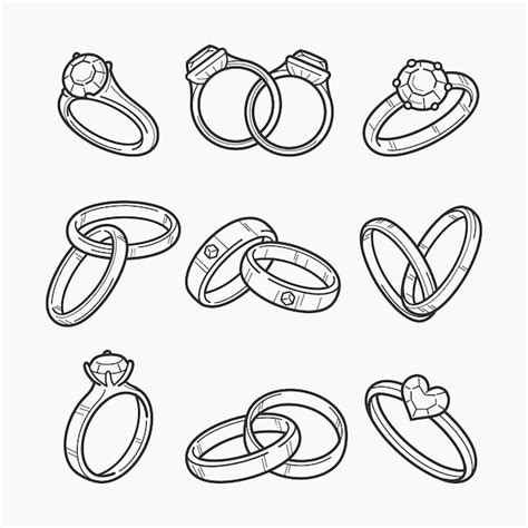Hand Drawn Wedding Ring Outline Illustration Free Vector