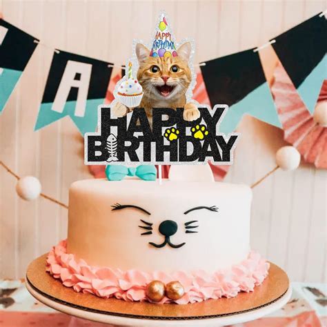 Buy Funny Cat Cake Topper Orange Cat Happy Birthday Party Decorations