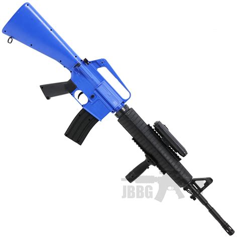 Well M16a3 Carbine Spring Airsoft Rifle Two Tone Blue Just Bb Guns