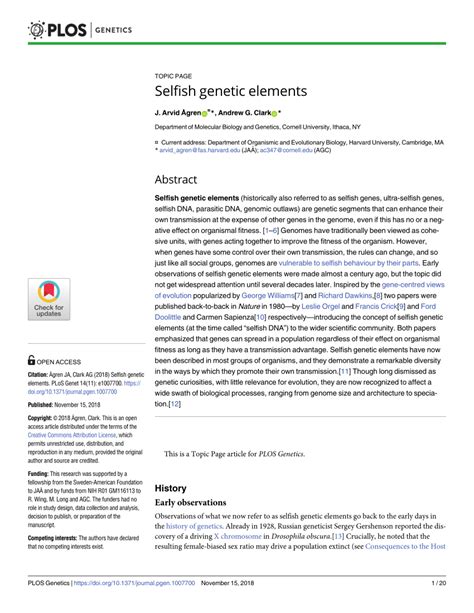 Pdf Selfish Genetic Elements