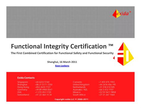 Functional Integrity Certification Exida Pdf