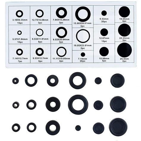 Litensh 125pcs Black Rubber Grommet Assortment Kit Electrical Grommets