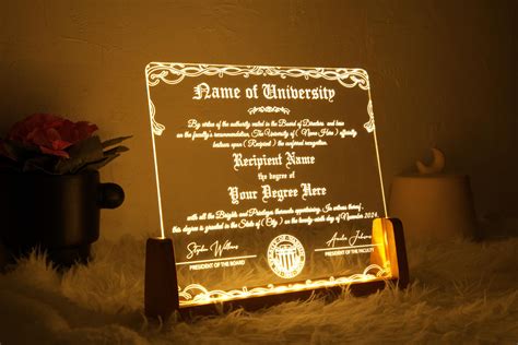 Personalized Graduation Diploma Engrave Night Light Graduation T