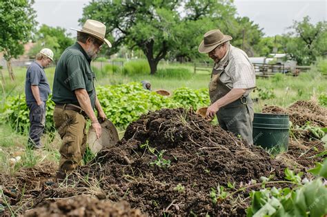Premium Photo Workers Composting Organic Matter Nutrientrich Soil In