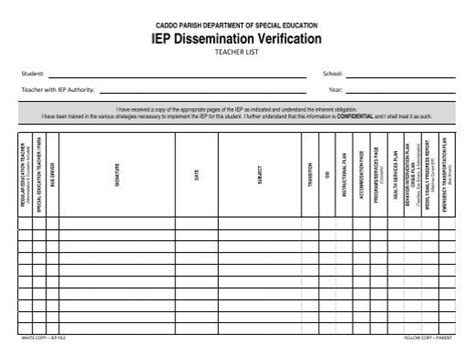 Iep Dissemination Verification Caddo Parish School Board
