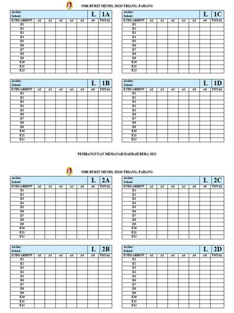 Scoresheet Archery Pdf