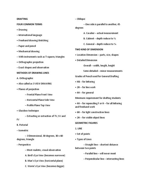 Drafting Four Common Terms Pdf Technical Drawing Elementary Geometry