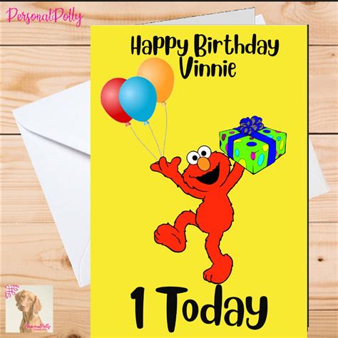 Personalised Elmo Card Birthday Christmas Unofficial Sesame Street Monster Red Etsy