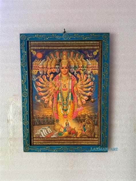 Hindu God Wall Art Virat Swaroop Vishnu Old Photo Vintage India Hindu