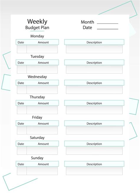 Premium Vector Professional Weekly Budget Planner Template In Light