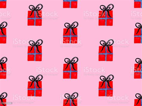 빨간색 포장 크리스마스 선물 상자와 원활한 수채화 패턴 12월에 대한 스톡 벡터 아트 및 기타 이미지 12월 겨울 계절 Istock