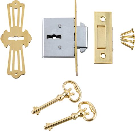 Brass Square Full Mortise Lock Wtwo Skeleton Keys For Roll Top Desk