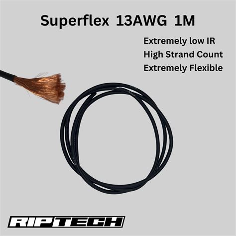 13awg 3 5mm Ø Super Flexible Pure Copper Wire In Black 1 Metre Length