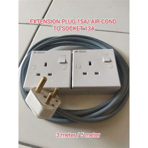 Extension Wire Plug 15a Air Cond To Socket 13a Wayar Penyambung Plug 15a Air Cond Ke Soket