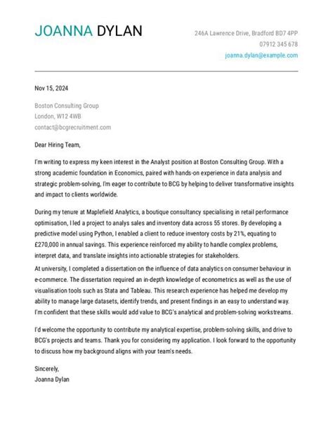 Bcg Cover Letter Examples And Samples Myperfectcv