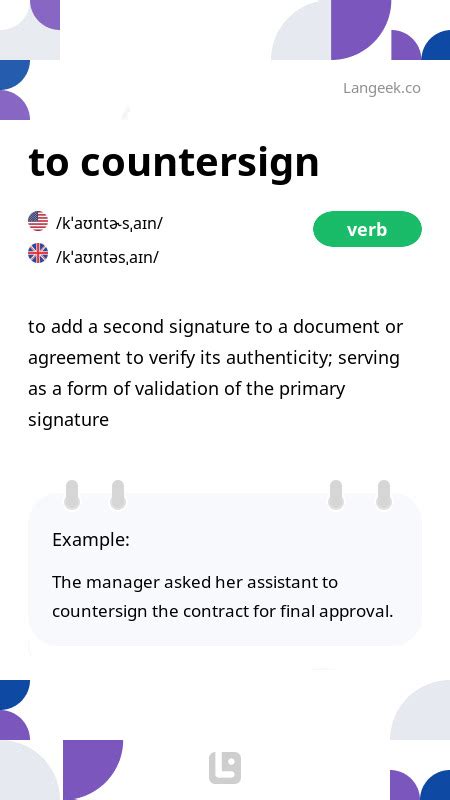Definition And Meaning Of Countersign Picture Dictionary