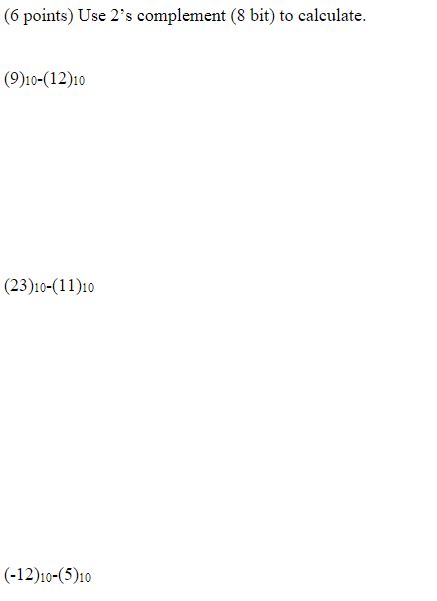 Solved 6 Points Use 2s Complement 8 Bit To Calculate