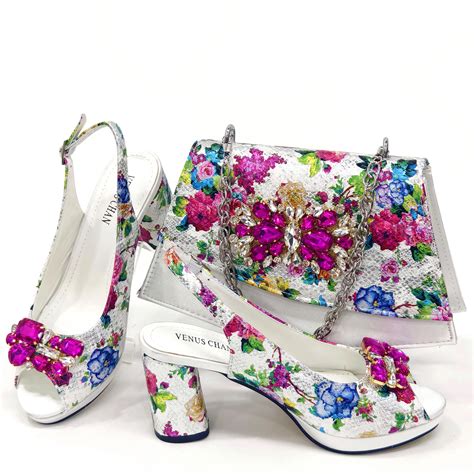 Doershow New Arrival African Wedding Shoes And Bag Set White Color