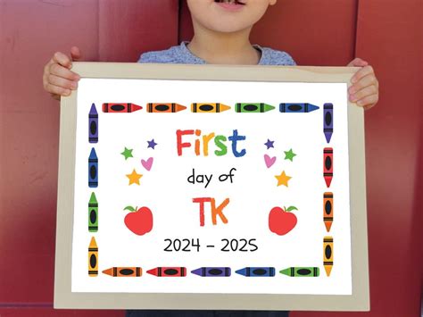Tk First Day Of School Sign First Day Of Tk Digital Print Welcome
