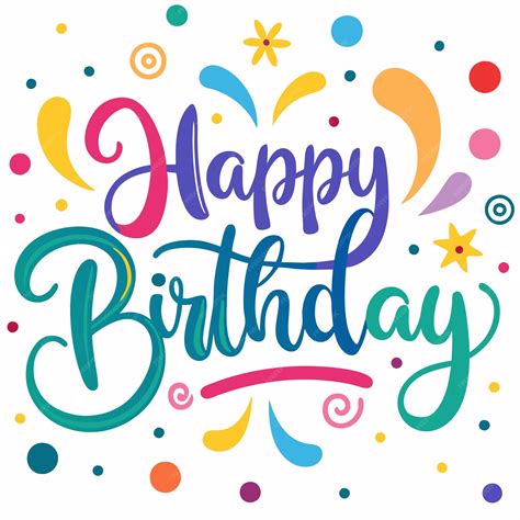 Letrero A Mano De Colores Feliz Cumpleaños Con Confeti Vector Premium