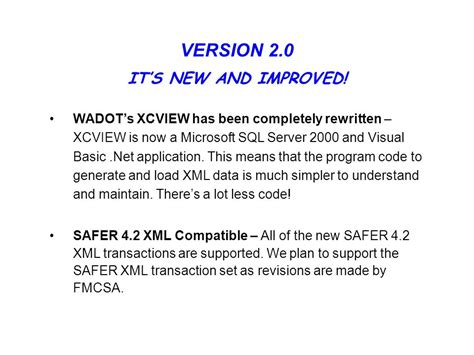 X CVIEW V2 0 E X Tensible Commercial Vehicle Information Exchange Window A Microsoft SQL Server