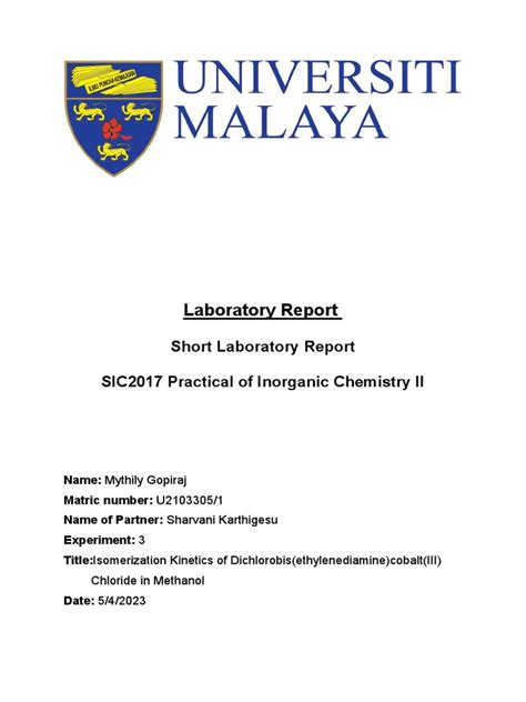 U2103305 Exp 3 Lab Report Download Free Pdf Spectrophotometry
