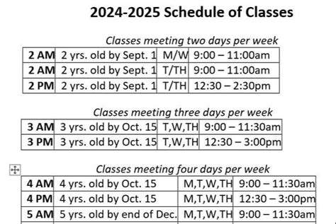 2024 25 Class Schedules Individual Growth In A Shared Environment