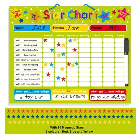 Multi Purpose Magnetic Reward Star Chart Durable 40x30cm Board For