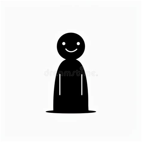 Minimalist Smiling Stick Figure On White Background Stock Illustration