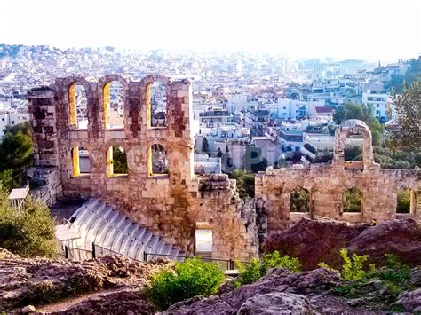 그리스관광여행 아테네 아크로폴리스 헤로데스아티쿠스음악당 야외원형극장 사진이미지일러스트캘리그라피 파랑작가