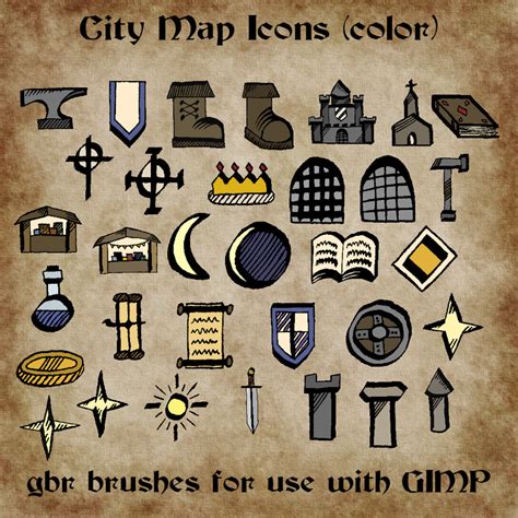 City Map Icon Gimp Brushes Color By Alifeincolours On Deviantart