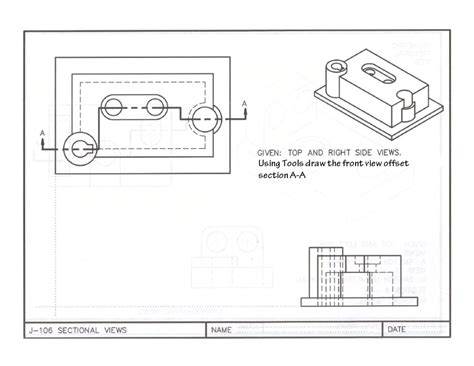 solved draw the front view offset section a a with the given