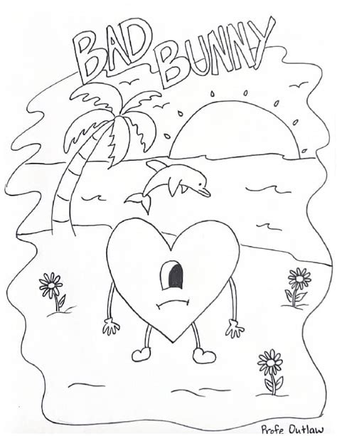 Bad Bunny Coloring Sheet Hand Drawn By Profe Outlaw Tpt
