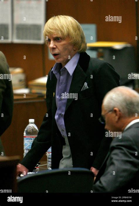 Phil Spector Stands In The Courtroom During His Murder Trial In Los Angeles Monday May 14