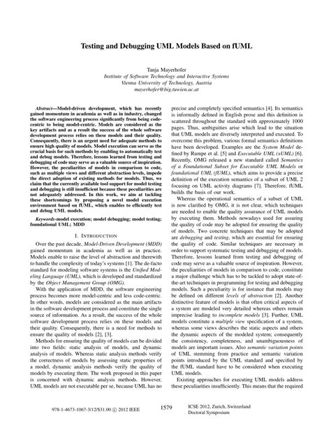 Pdf Testing And Debugging Uml Models Based On Fuml