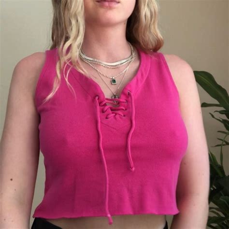 New York And Company Tops Hot Pink Lace Up Tank Top Poshmark