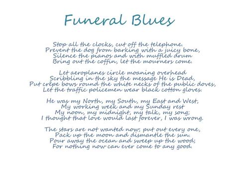 Funeral Blues Stop All The Clocks Analysis At Hamish Geake Blog