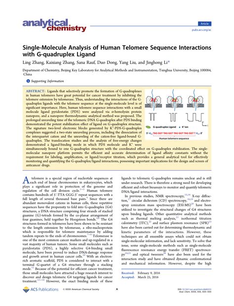 Pdf Single Molecule Analysis Of Human Telomere Sequence Interactions