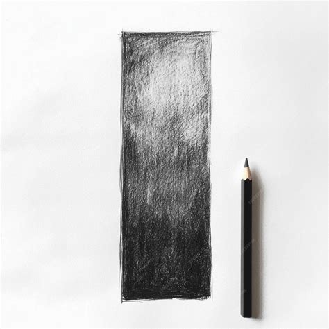 Black And White Sketch Of A Vertical Rectangle With A Pencil Beside It