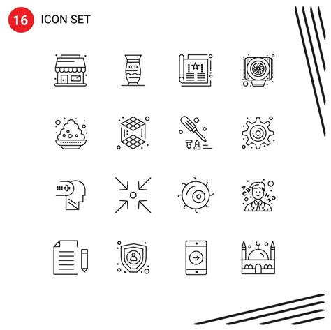 16 Thematic Vector Outlines And Editable Symbols Of Colour Cooler Pottery Computer Leaflet