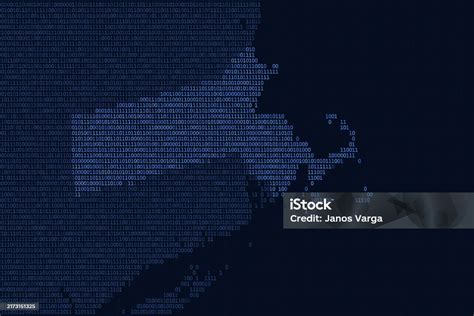 Usa Map Series With State Massachusetts Blue Binary Code Stock