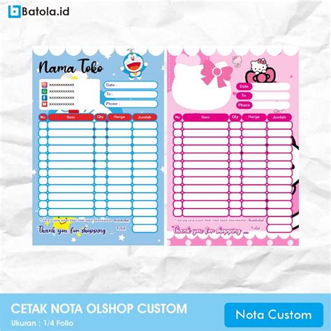 Cetak Nota Olshop Custom 1 4 Folio Bisa Pakai Loga Dan Design Sendiri — Batola Id