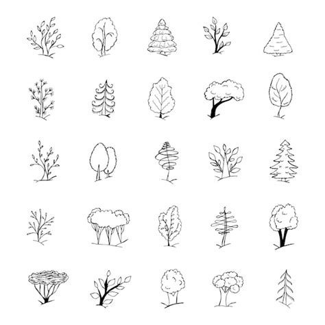 Premium Vector Hand Drawn Doodle Sketch Trees