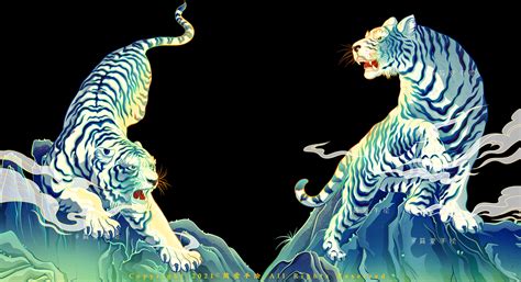 Illustration In The Year Of The Tiger【上古神兽之一白虎】虎年主题插画 Behance