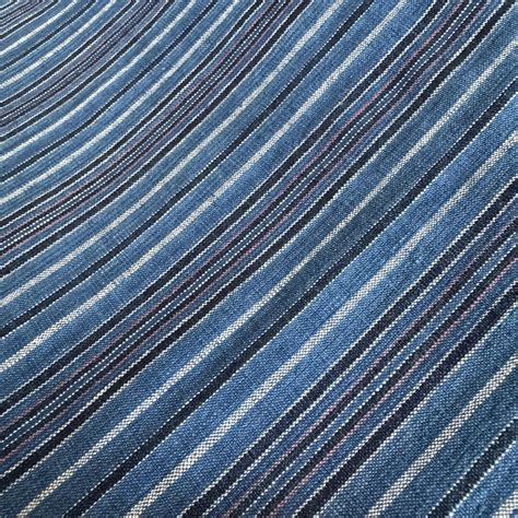 Lagoon Vintage Indigo Ticking Stripe Fabric Handwoven Cotton Sashiko