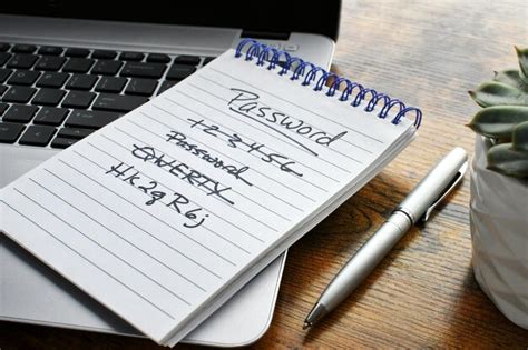 Premium Photo A Notebook With A Password Written On It Sits On A Desk