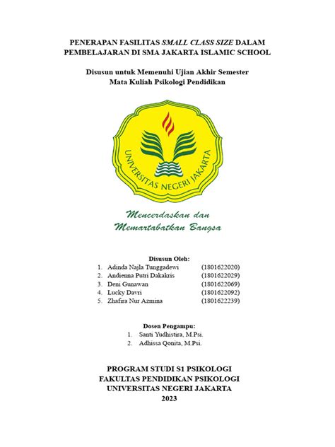 Penerapan Fasilitas Small Class Size Dalam Pembelajaran Di Sma Jakarta
