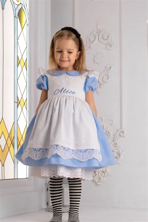 Cute Alice Wonderland Dress Blue And White Fairytale Alice Dress Blue