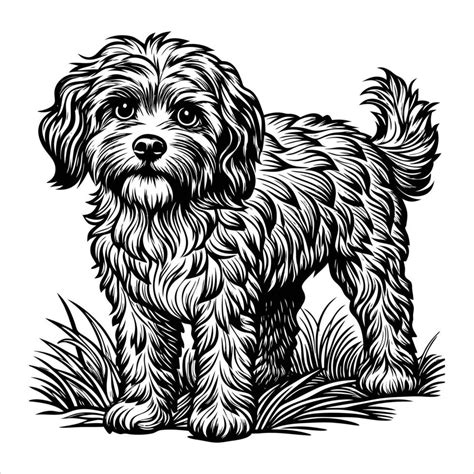 Cavapoo Standing Grassy 54786317 Vector Art At Vecteezy